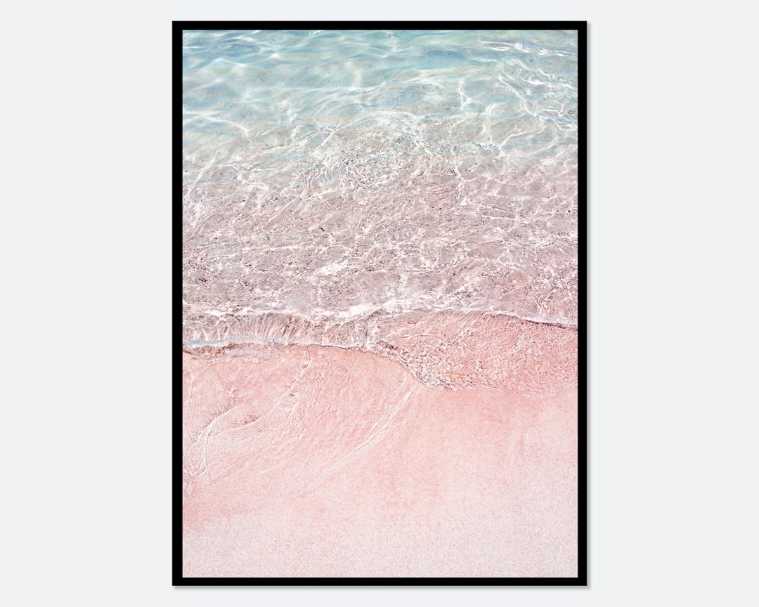 Pink Beach Ocean Waves Tropical Summer Art Print | Nature Photography ...