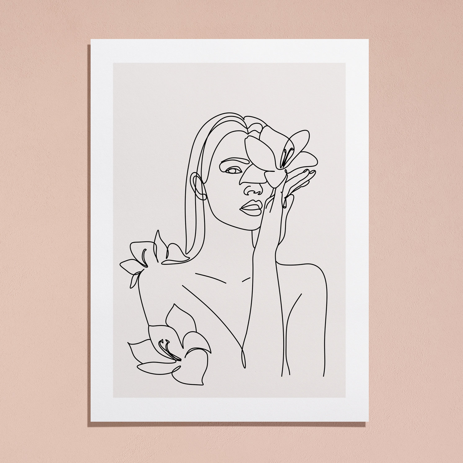 Single Line Woman Head of Flowers Line Art Print | One Line Drawing ...