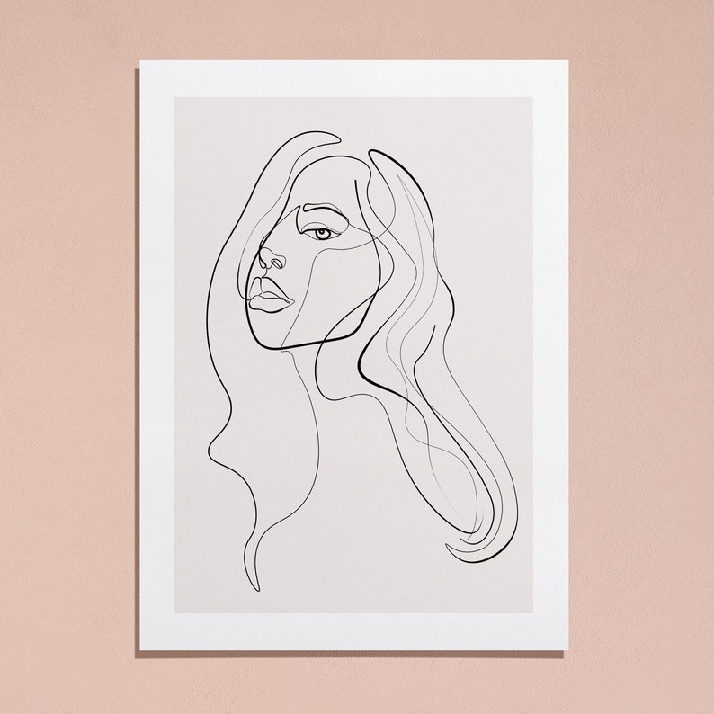 One Line Modern Girl Silhouette Line Art Print | Single Line Figure ...