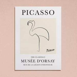 Pablo Picasso Flamingo Sketch Line Drawing Art Print | Esquisse Le ...