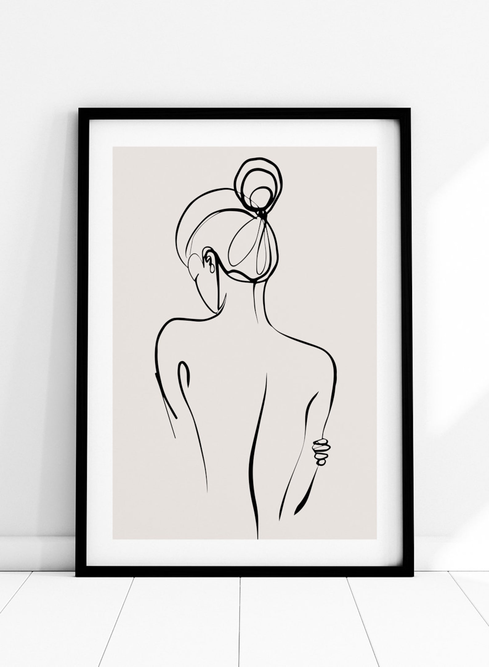 One Line Modern Girl Silhouette Line Art Print | Single Line Figure ...