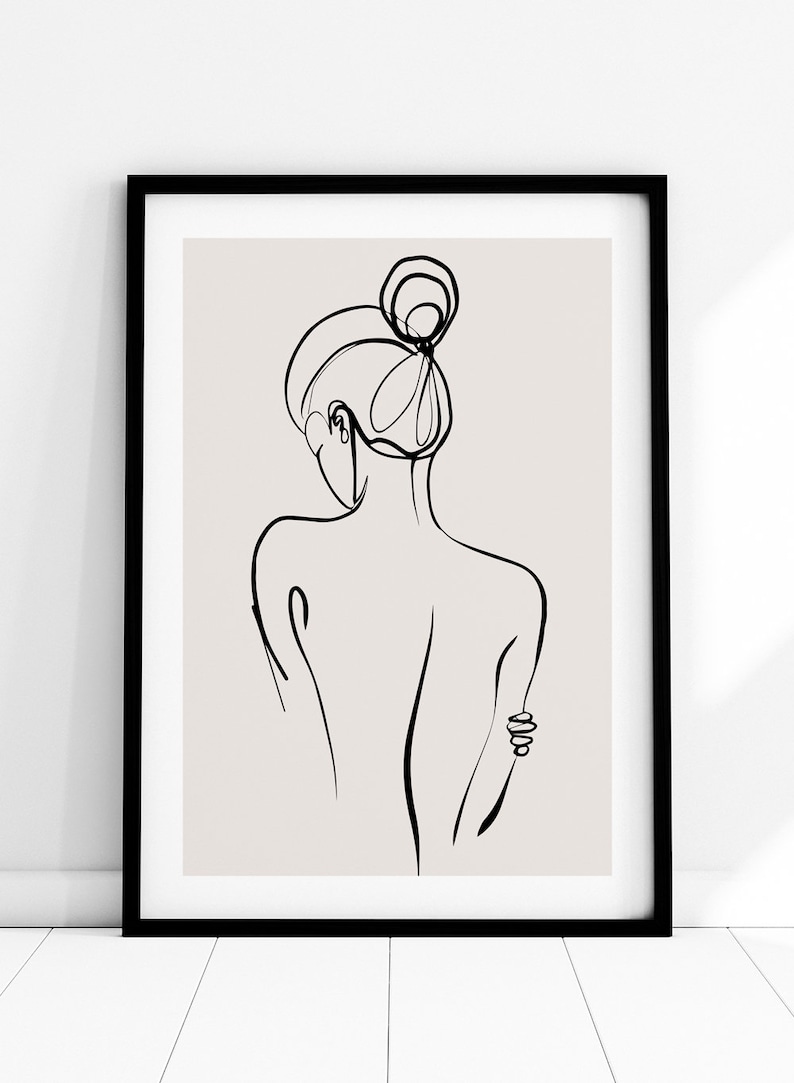 One Line Modern Girl Silhouette Line Art Print Single Line - Etsy