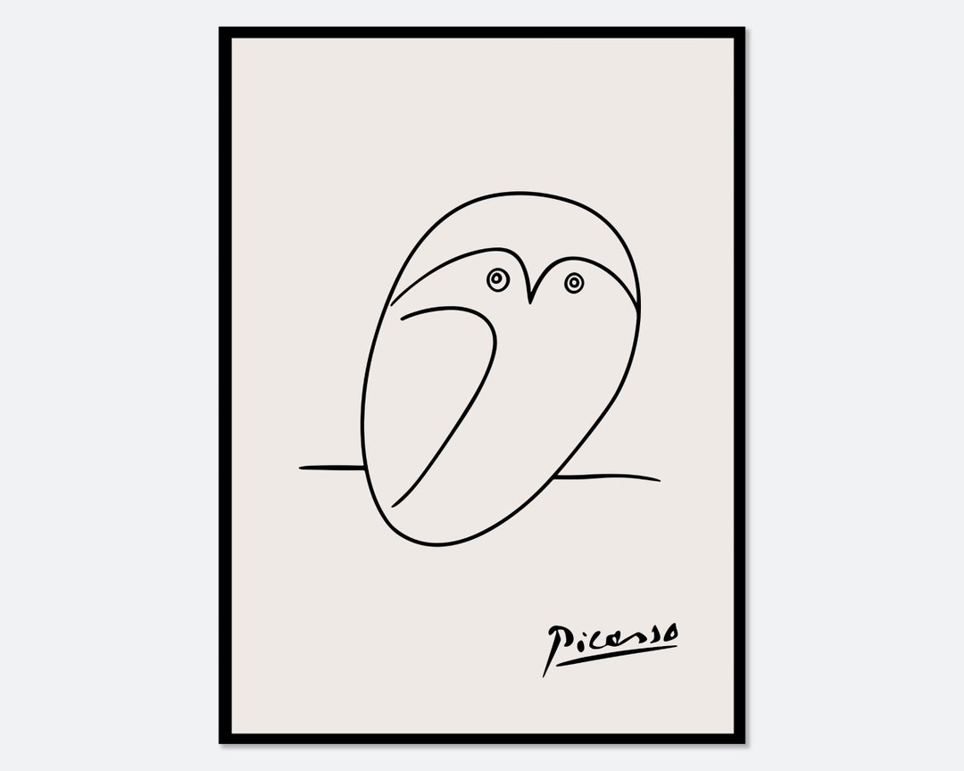 Pablo Picasso Owl Sketch Line Drawing Art Print | Esquisse, La Chouette ...