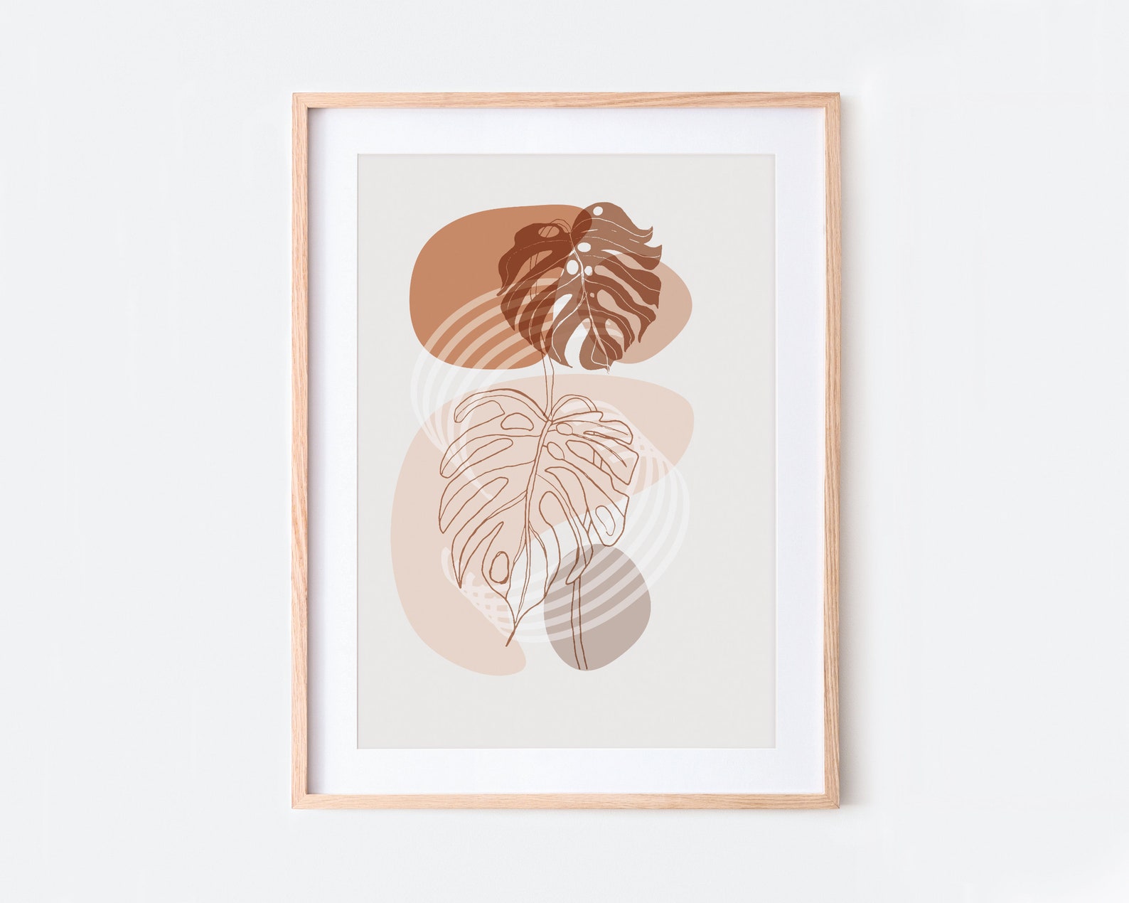 Modern Abstract Monstera Boho Leaves Art Print Abstract | Etsy