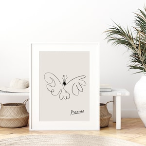 Pablo Picasso Butterfly Sketch Line Drawing Art Print | Esquisse Le ...