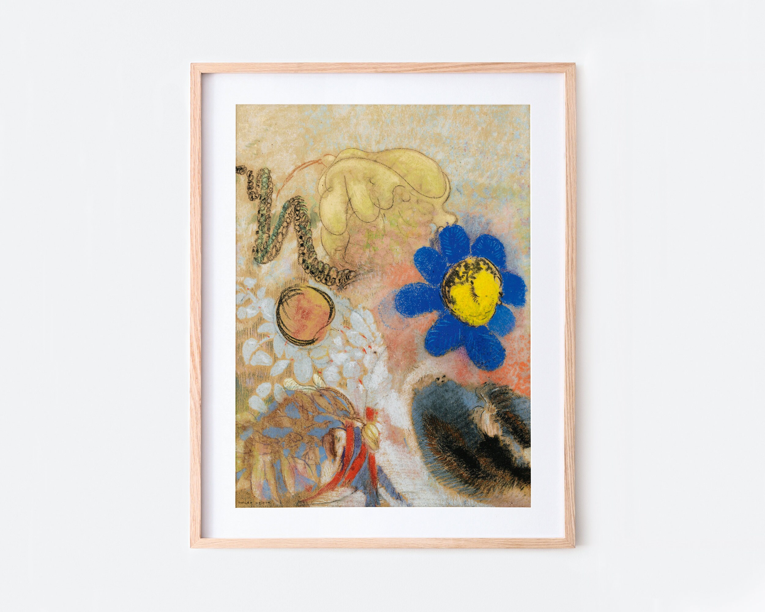 European Vintage Colorful Underwater Flowers Art Print, Vintage Oil ...