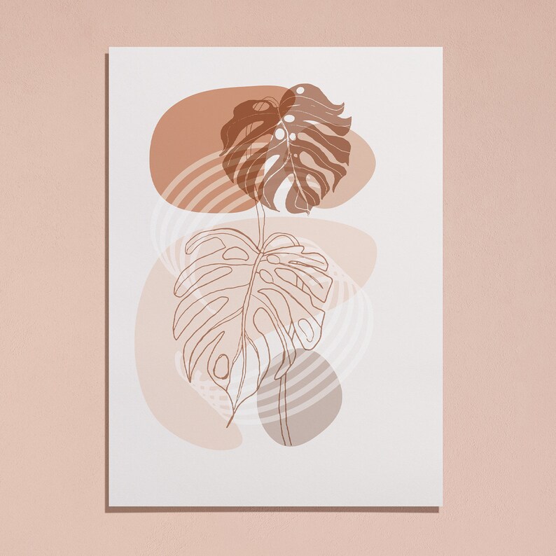 Modern Abstract Monstera Boho Leaves Art Print Abstract - Etsy