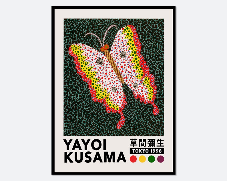 Yayoi Kusama A Butterfly Polka Dot Net Wall Art Print Yayoi - Etsy