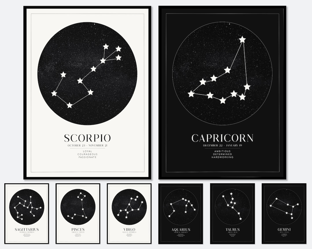 Star Sign Wall Art Print, Zodiac Poster, Horoscope Astrology ...