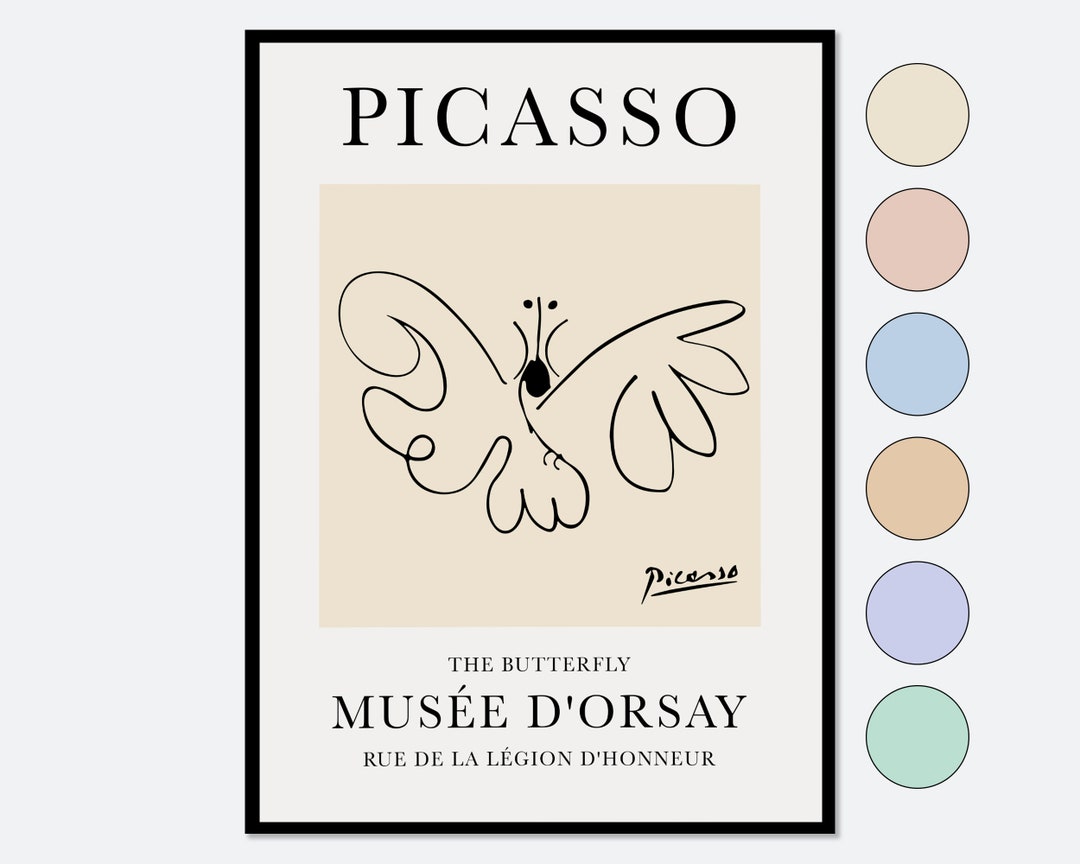 Pablo Picasso Butterfly Sketch Line Drawing Art Print Esquisse Le ...