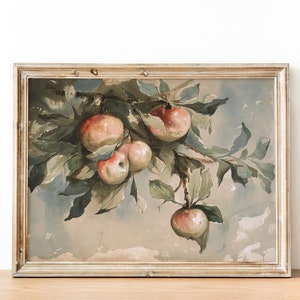 European Vintage Apple Tree Still Life Wall Art Print, Rustic Moody Oil ...
