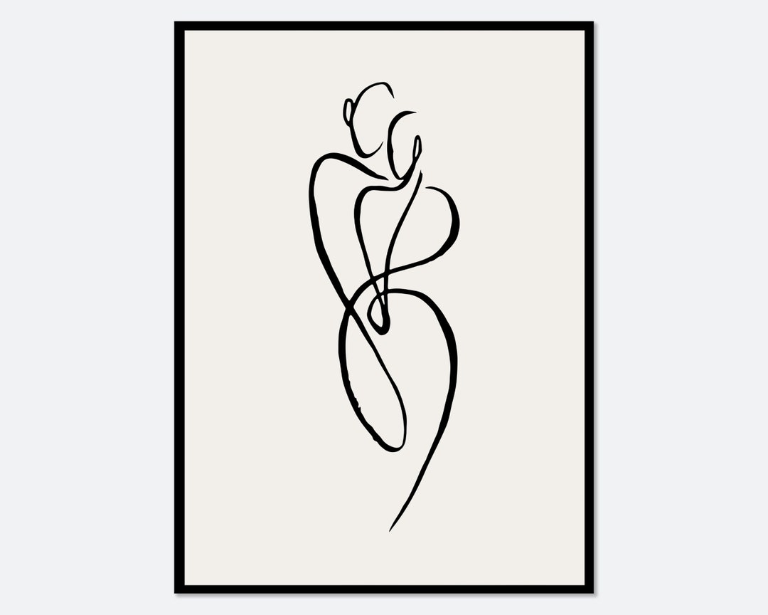 One Line Body Figure Art Print | Single Line Figure Drawing, Minimalist ...