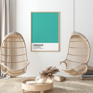 Turquoise Poster Blue Green Color Card Art Print | Color Palette Print ...