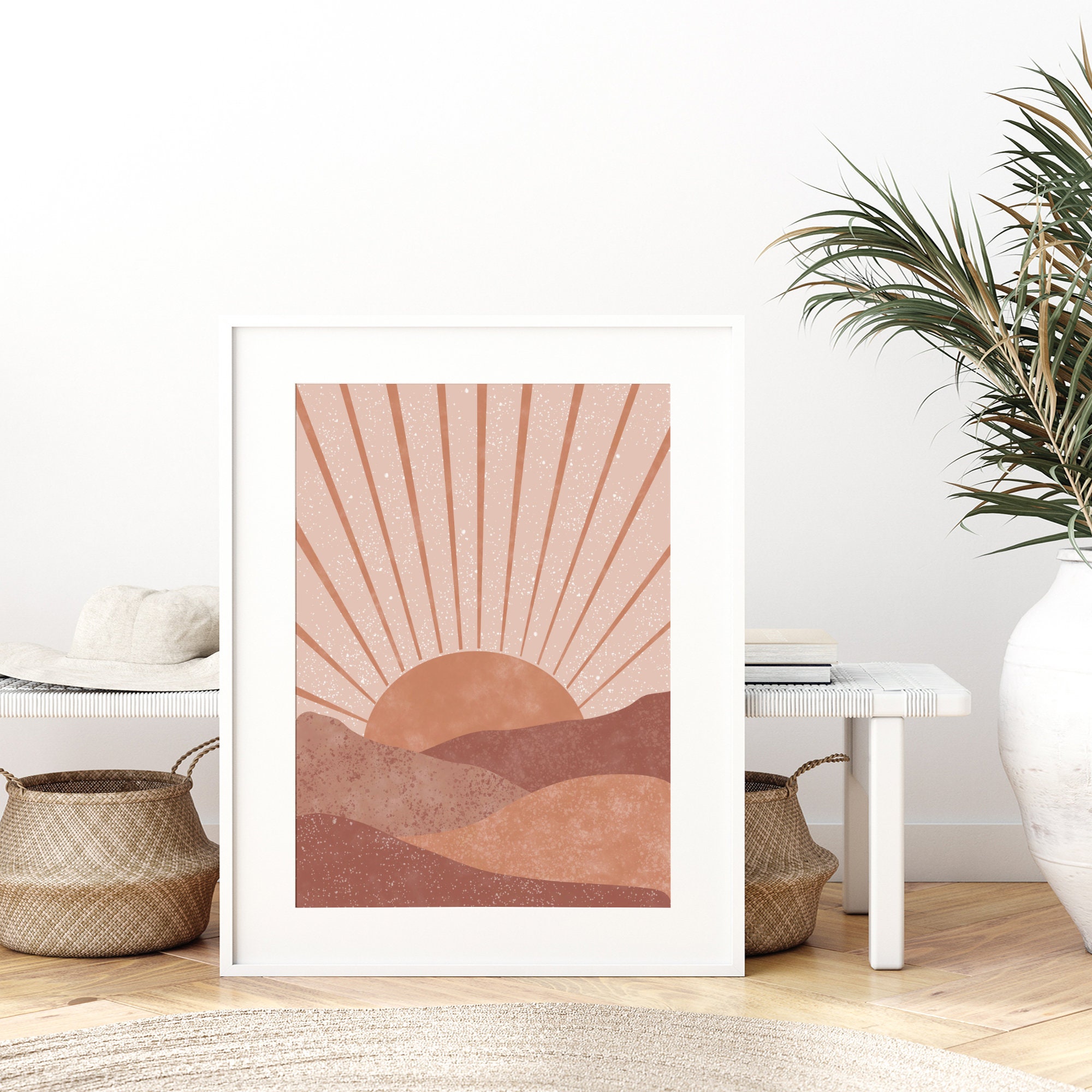 Mid Century Modern Abstract Sun Rays Art Print | Bursting Sun Rays Art ...