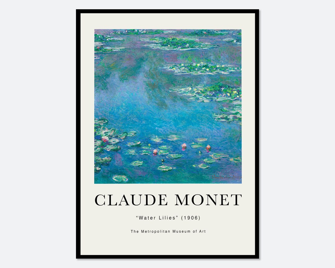 Monet Water Lilies 1906 Museum Exhibition Vintage Poster Wall Art Print ...