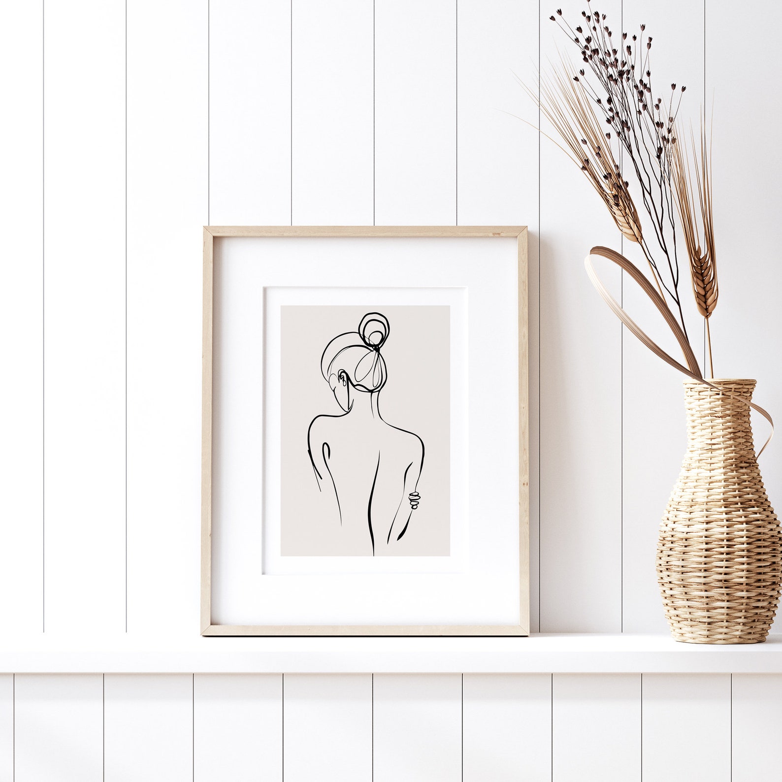 One Line Modern Girl Silhouette Line Art Print | Single Line Figure ...