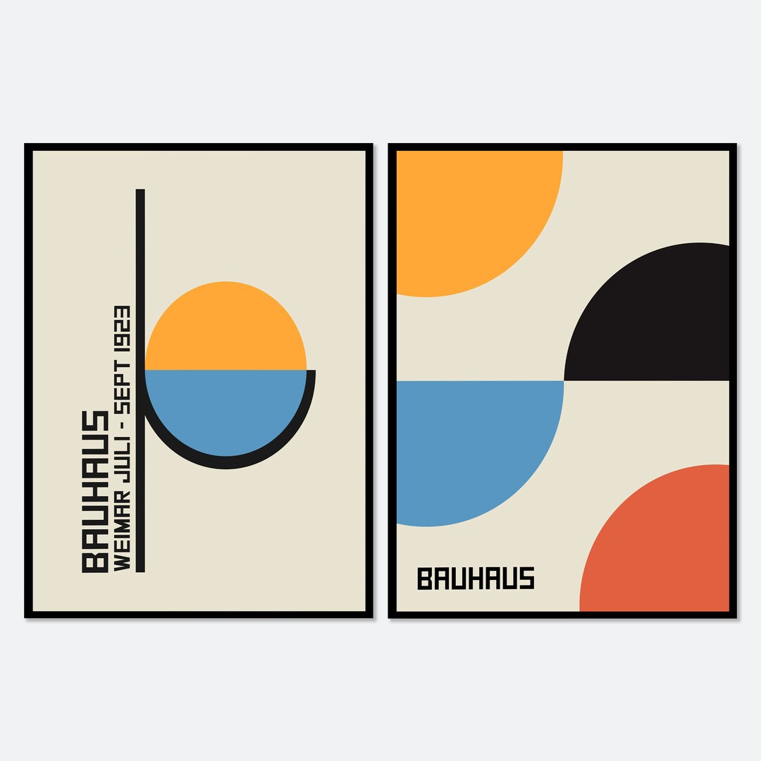 Bauhaus Geometric Shapes Color Block Set of 2 Art Print Bauhaus 1919 ...