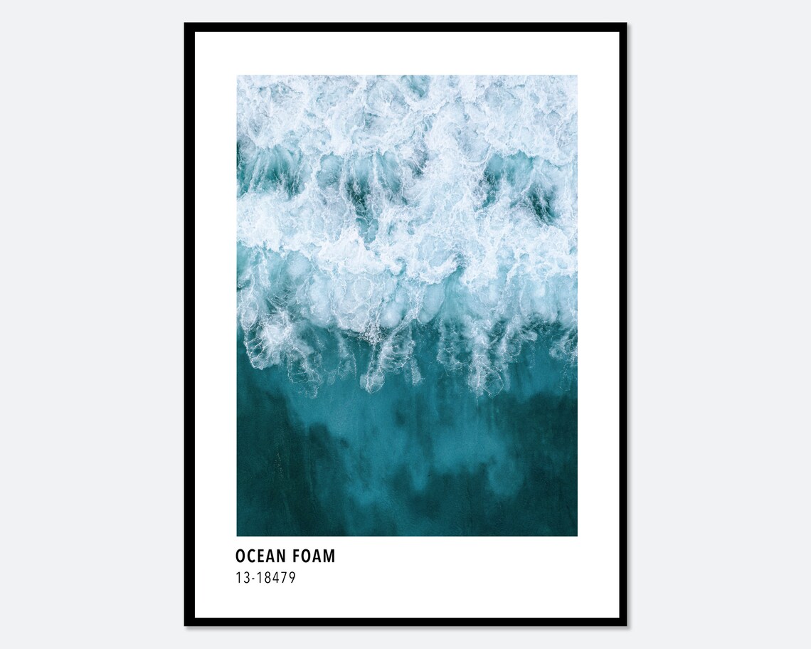 Ocean Waves Blue Pantone Color Card Inspired Art Print | Etsy Australia