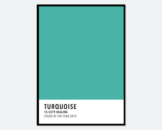 Turquoise Poster Blue Green Color Card Art Print Color - Etsy
