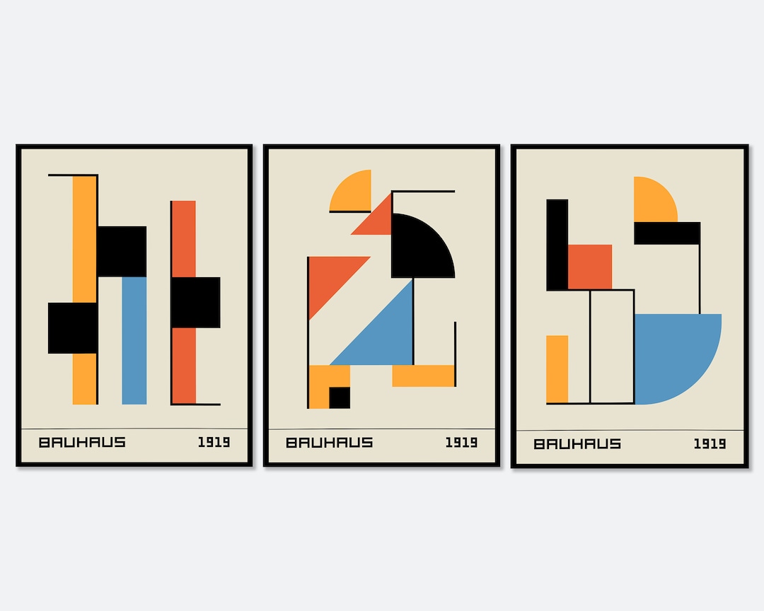 Bauhaus Geometric Shapes Set of 3 Art Print | Bauhaus Ausstellung ...