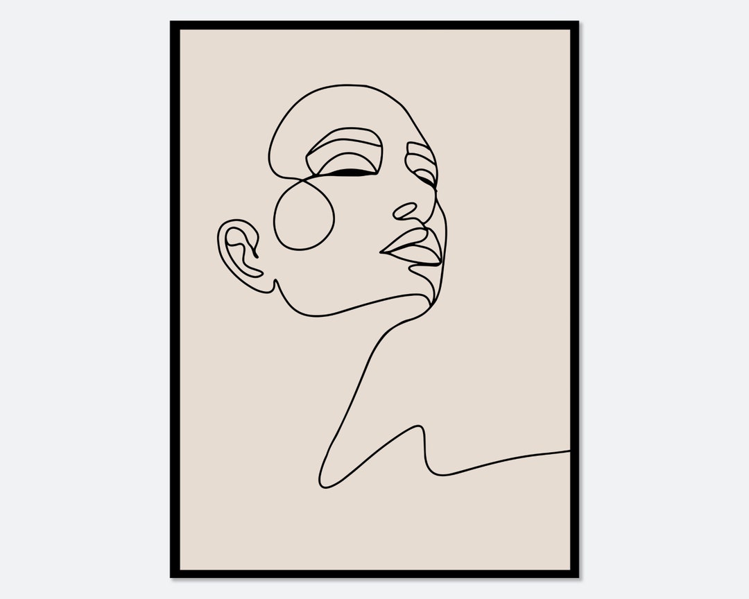 One Line Modern Girl Silhouette Line Art Print | Single Line Figure ...