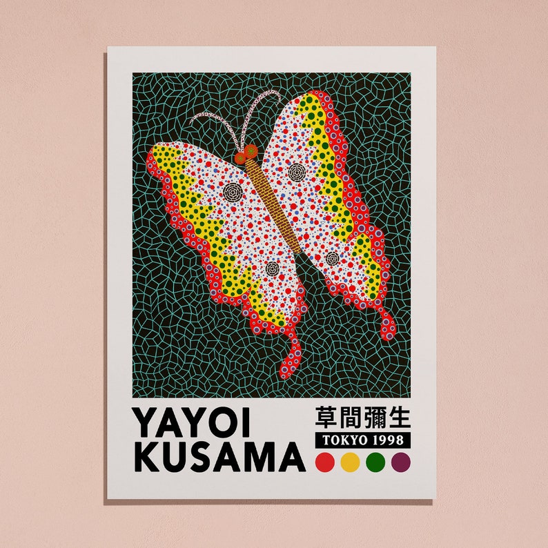 Yayoi Kusama A Butterfly Polka Dot Net Wall Art Print Yayoi - Etsy