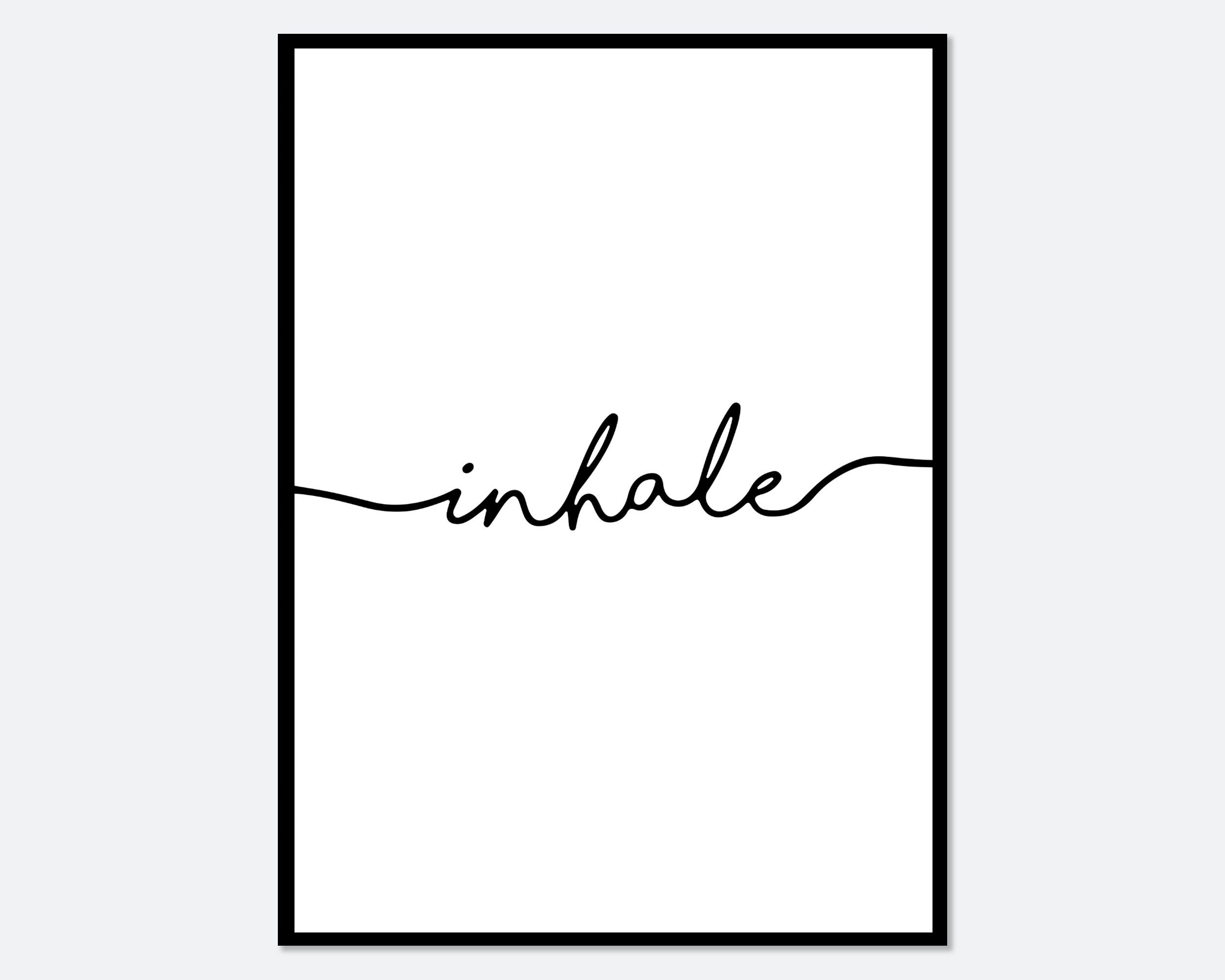 Inhale Exhale Words Typography Art Print Minimalist Art | Etsy