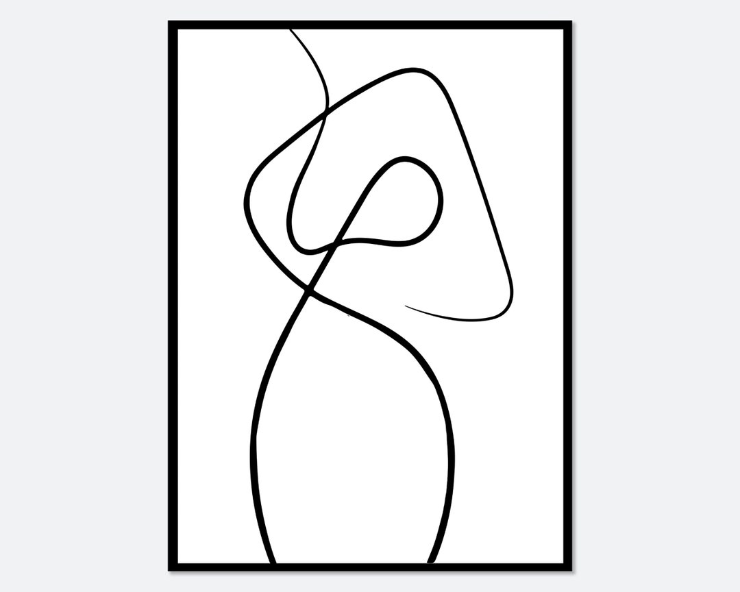 One Line Body Figure Art Print | Single Line Figure Drawing, Minimalist ...