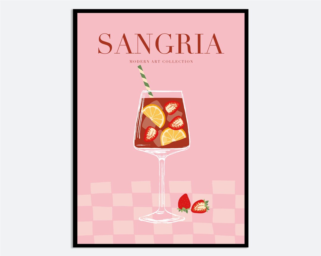 Sangria Cocktail Colorful Alcohol Drink Bar Cart Wall Art Print ...