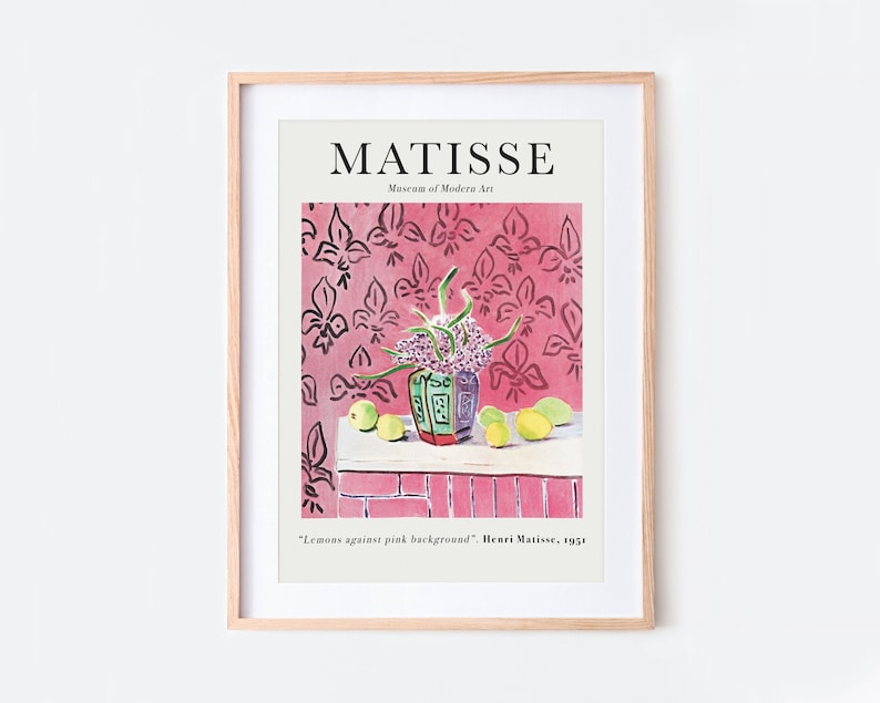 Henri Matisse Lemons Against Pink Background Vintage Poster Art Print ...