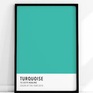 Turquoise Poster Blue Green Color Card Art Print | Color Palette Print ...