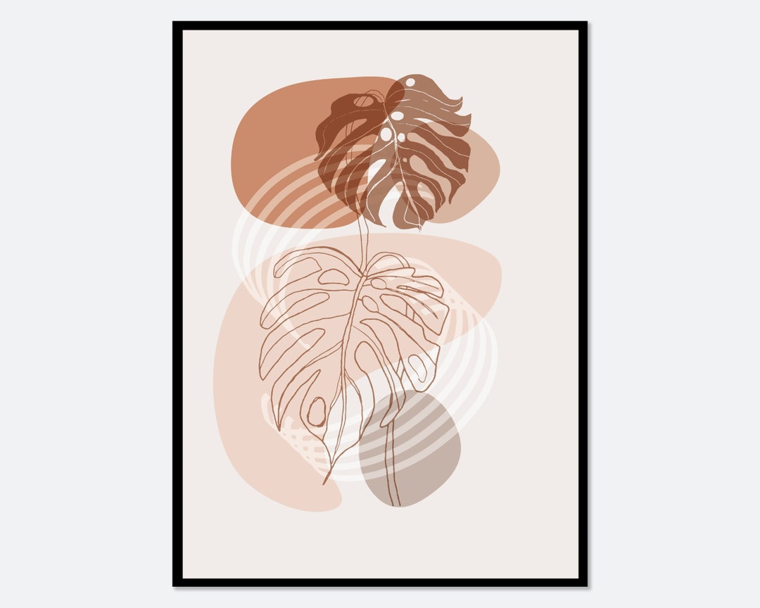 Modern Abstract Monstera Boho Leaves Art Print | Abstract Botanical Art ...