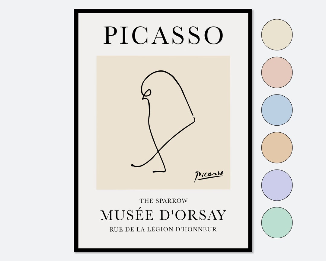 Pablo Picasso Sparrow Bird Sketch Line Drawing Art Print | Esquisse, Le ...