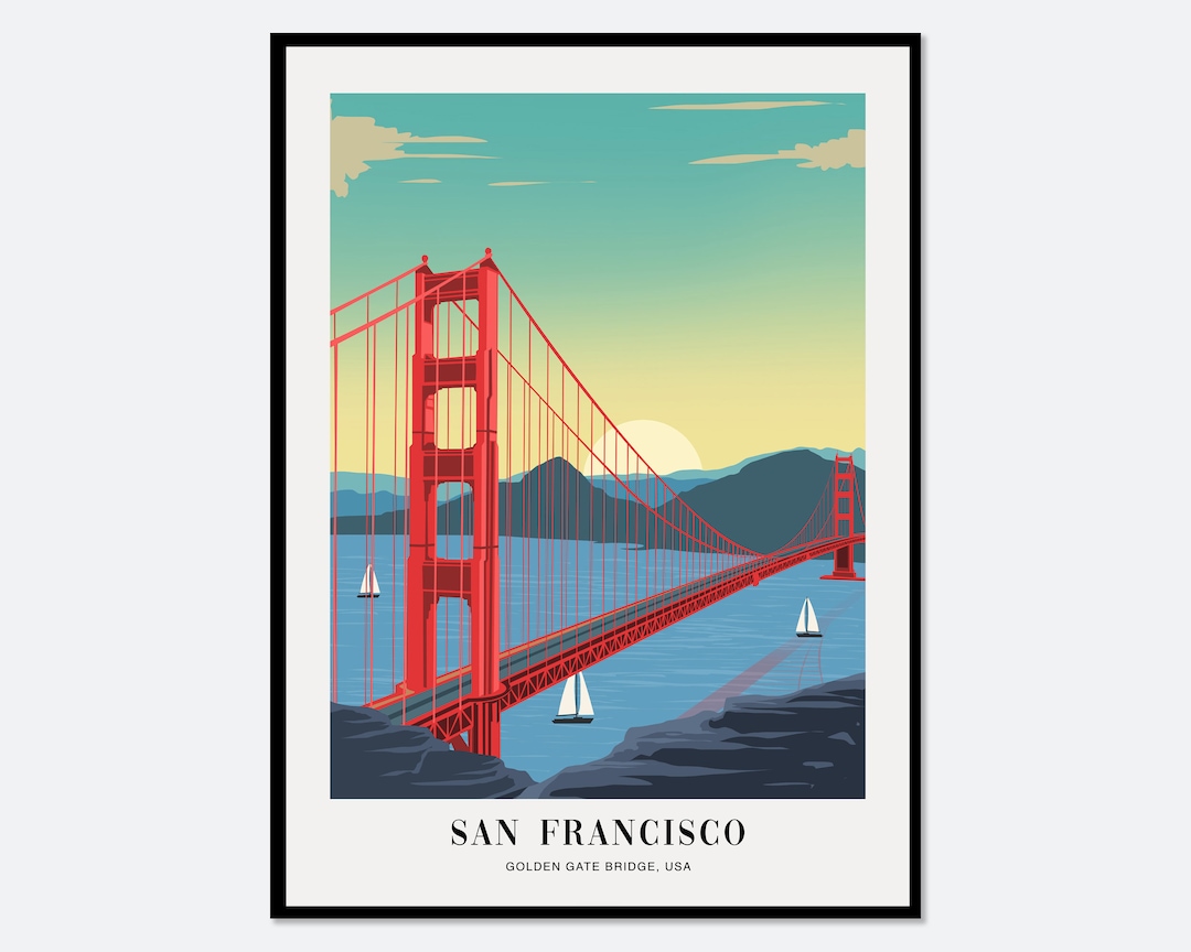 Golden Gate Bridge Poster, San Francisco Travel Poster, USA Travel Art ...