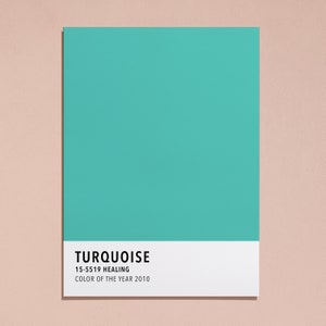 Turquoise Poster Blue Green Color Card Art Print | Color Palette Print ...