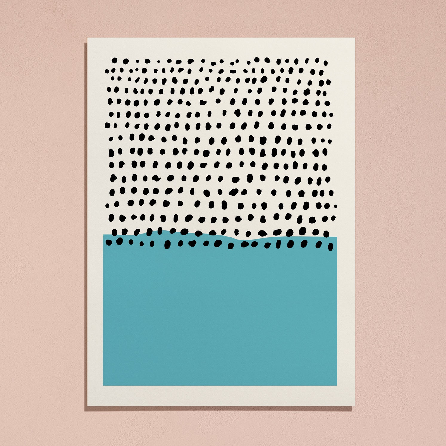 Minimalist Mid-century Modern Blue Black Dots and Shapes | Etsy