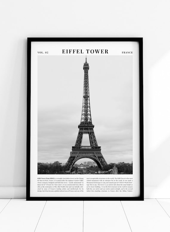 Black And White Eiffel Tower Poster