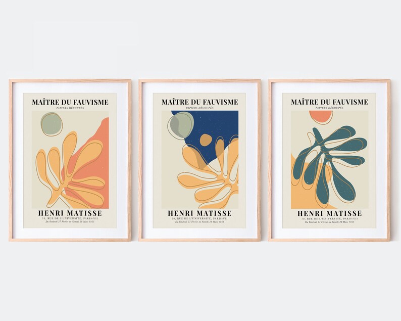 Henri Matisse Cut-outs Set of 3 Vintage Poster Art Print - Etsy