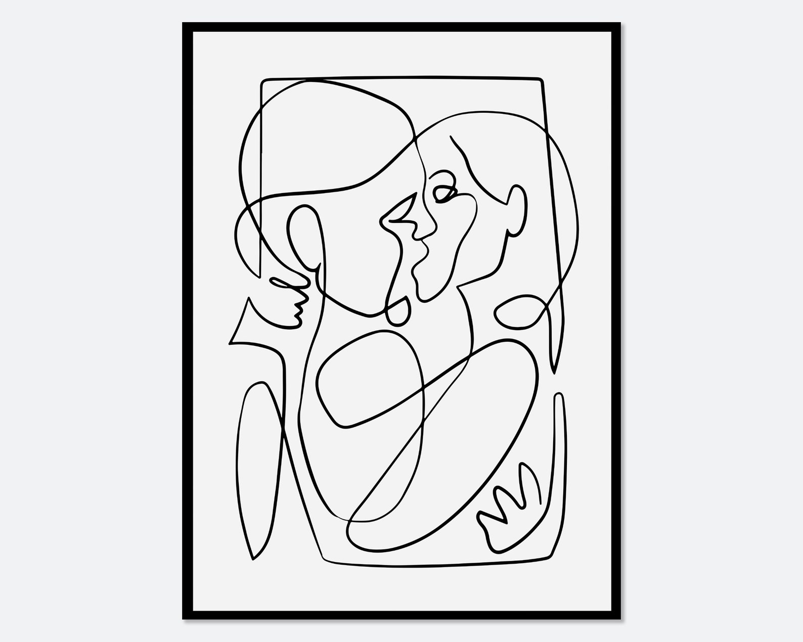 One Line Couple Kissing Continuous Line Art Print | Single Line Drawing ...