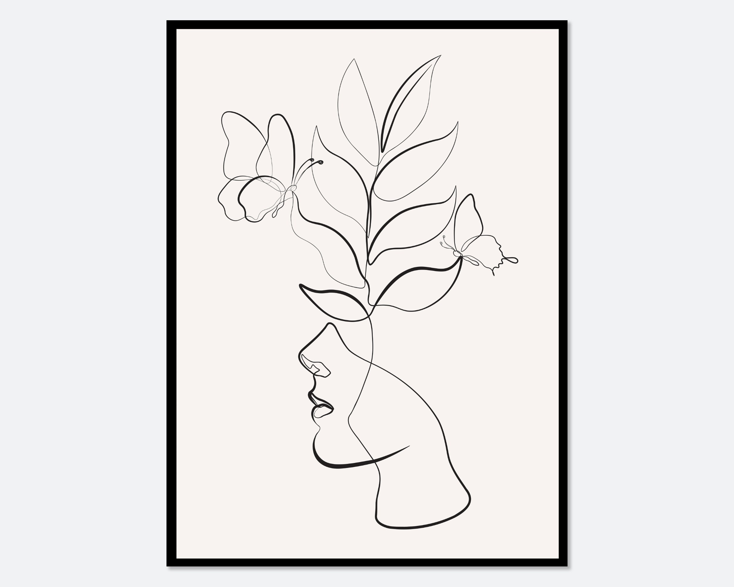Woman Head of Flowers Line Art Print Minimalist One Line | Etsy