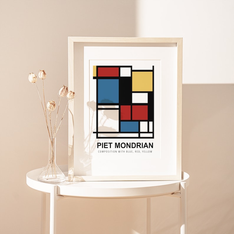 Piet Mondrian Remastered Composition Blue Red Yellow Abstract - Etsy