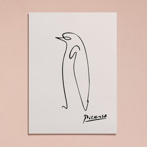 Pablo Picasso Penguin Sketch Line Drawing Art Print | Esquisse Le ...