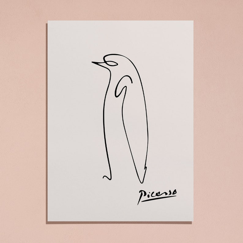 Pablo Picasso Penguin Sketch Line Drawing Art Print | Esquisse Le ...