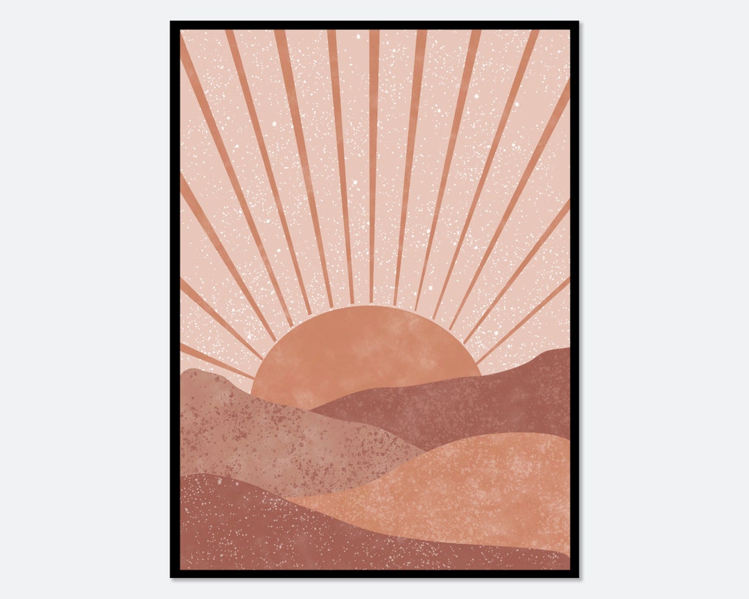 Mid Century Modern Abstract Sun Rays Art Print | Bursting Sun Rays Art ...