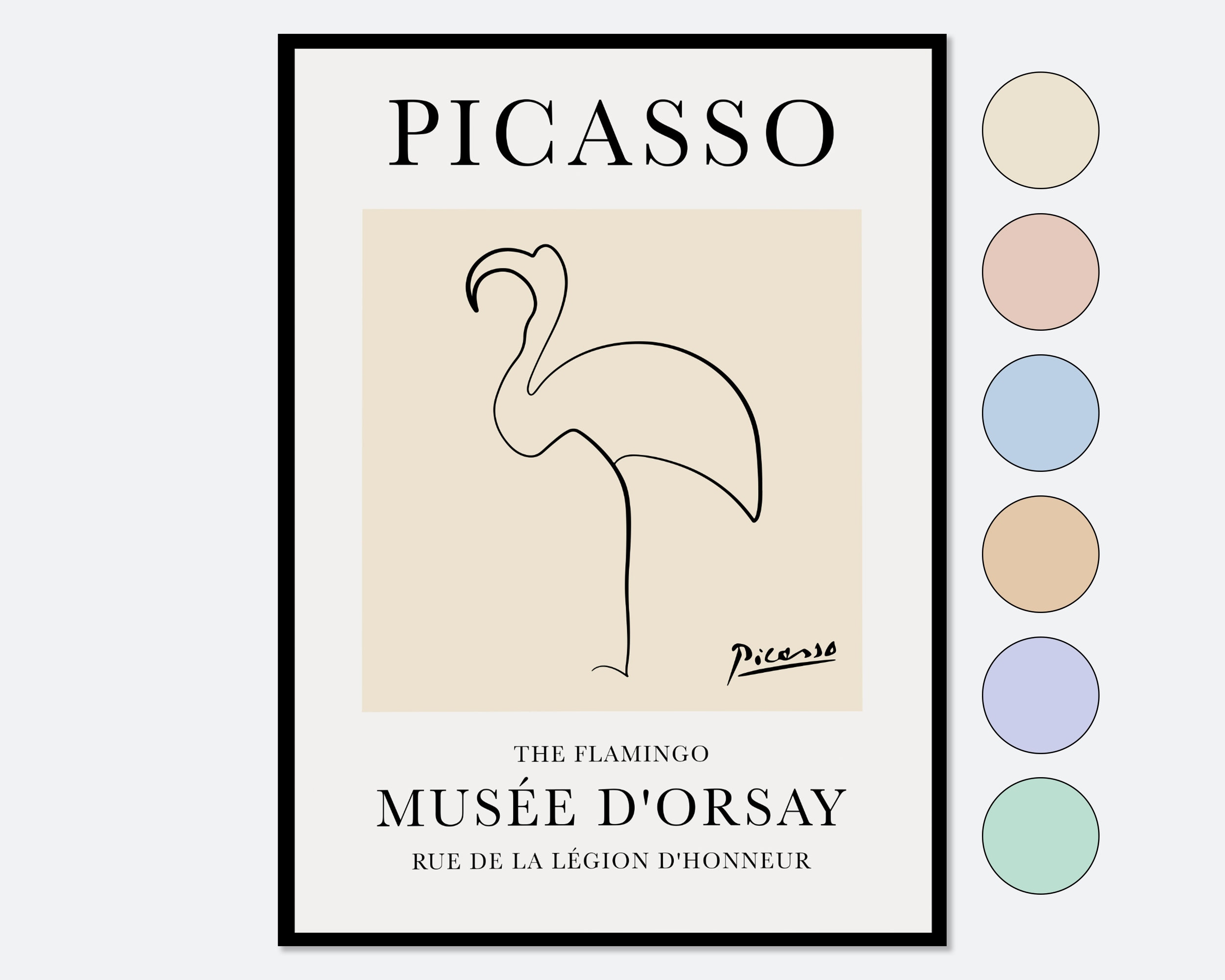 Pablo Picasso Flamingo Sketch Line Drawing Art Print | Etsy