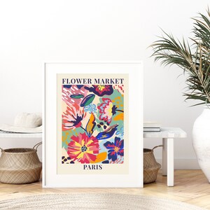 Flower Market Paris Colorful Botanical Art Print | Spring Flowers Print ...
