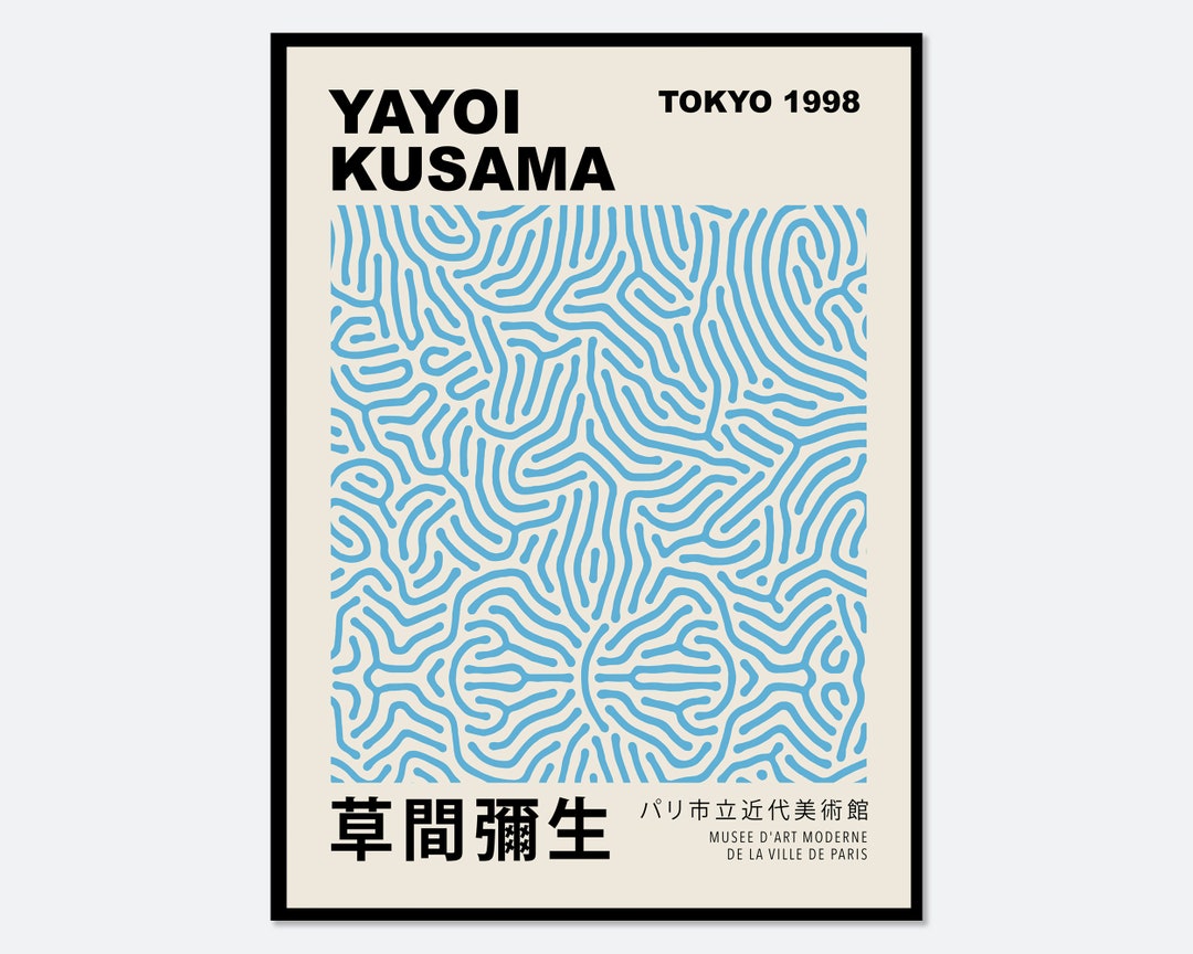 Yayoi Kusama Blue Geometric Lines Poster Art Print Yayoi Kusama 草間彌生 ...