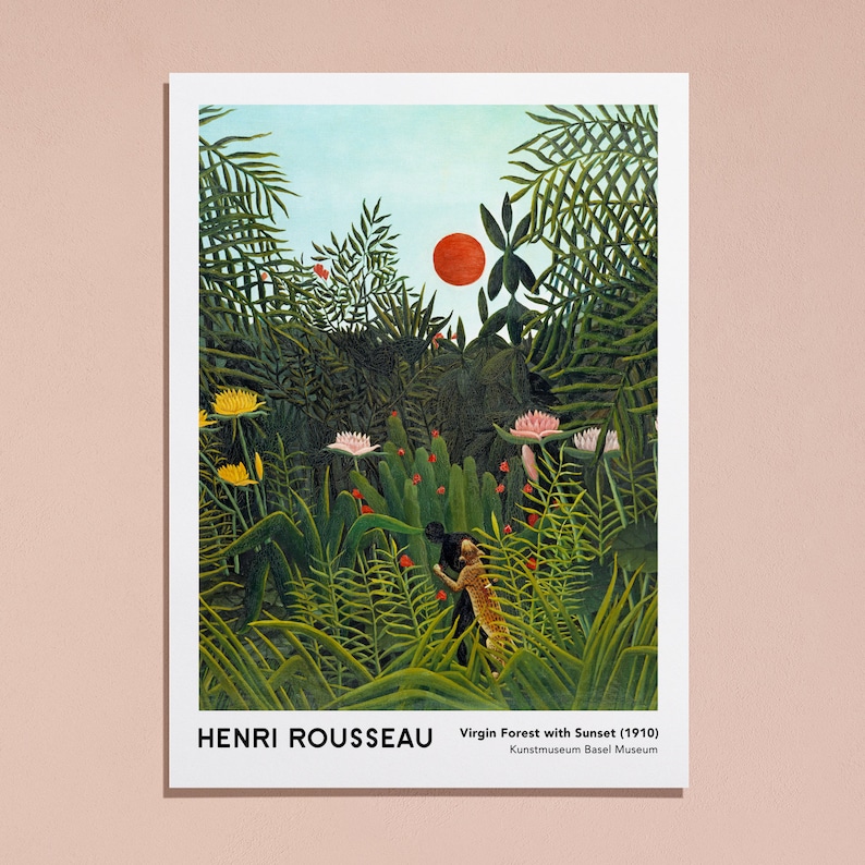 Henri Rousseau Virgin Forest With Sunset 1910 Vintage Exhibition Poster ...