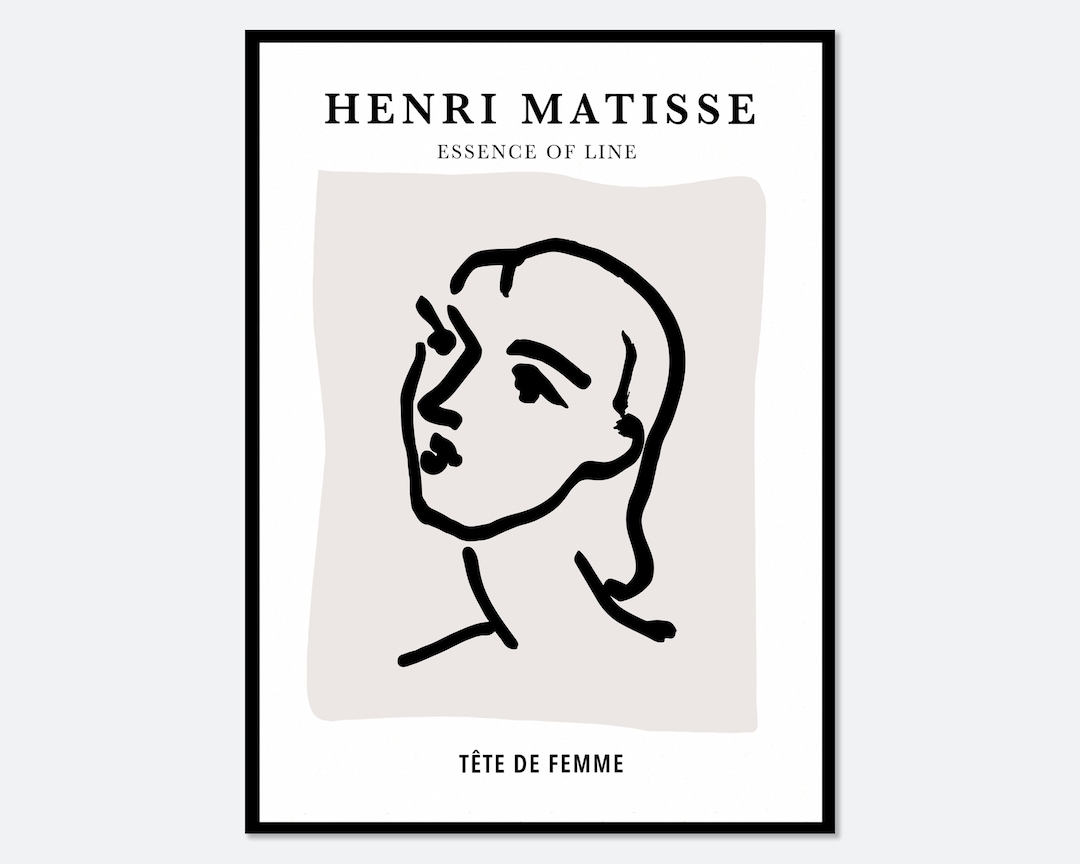 Henri Matisse Single Line Woman Face Vintage Poster Line Art Print ...