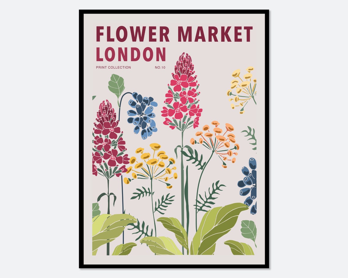 Flower Market Floral Set Of 6 Colorful Botanical Art Prints Etsy